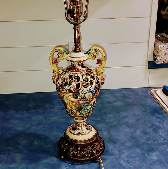 Other | Rare Hand Painted Porcelain Capo Dimonte Lamp Of Bacchus Italy ...